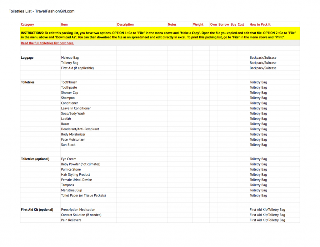 The Ultimate Guide to Travel Toiletries (with Printable Checklist)